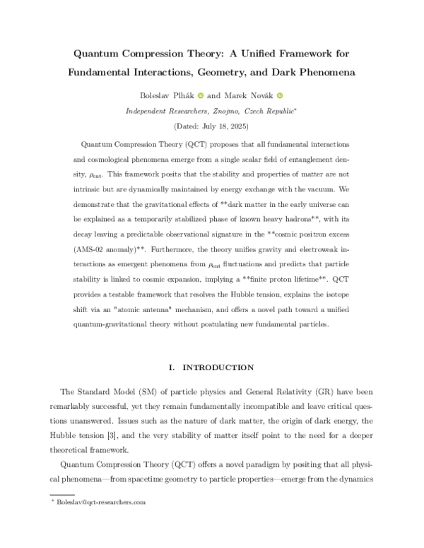 (PDF) Quantum Compression Theory: A Unified Framework for Fundamental Interactions, Geometry ...