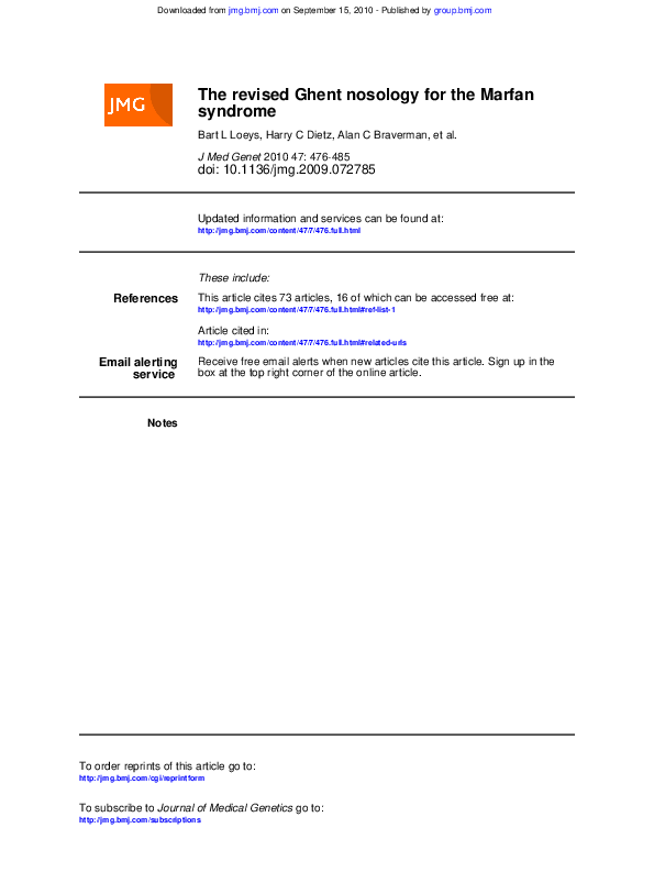 (PDF) syndrome The revised Ghent nosology for the Marfan