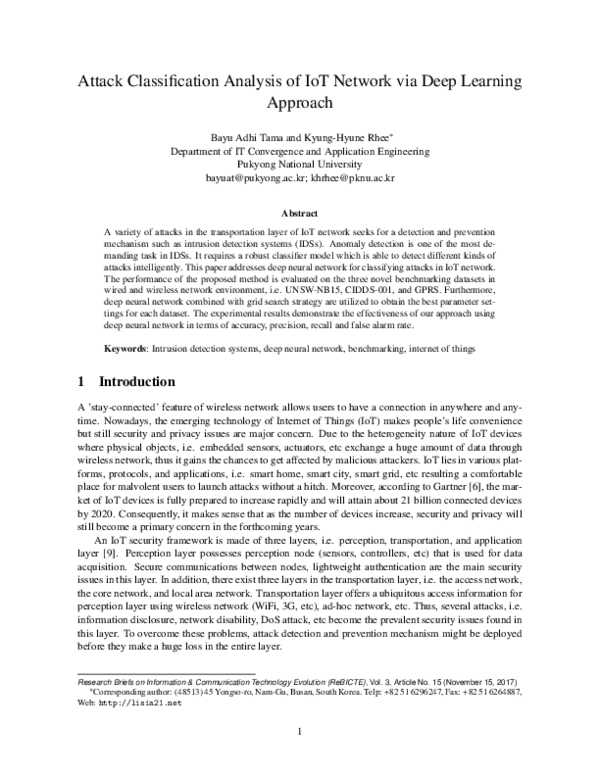 (PDF) Attack Classification Analysis of IoT Network via Deep Learning ...