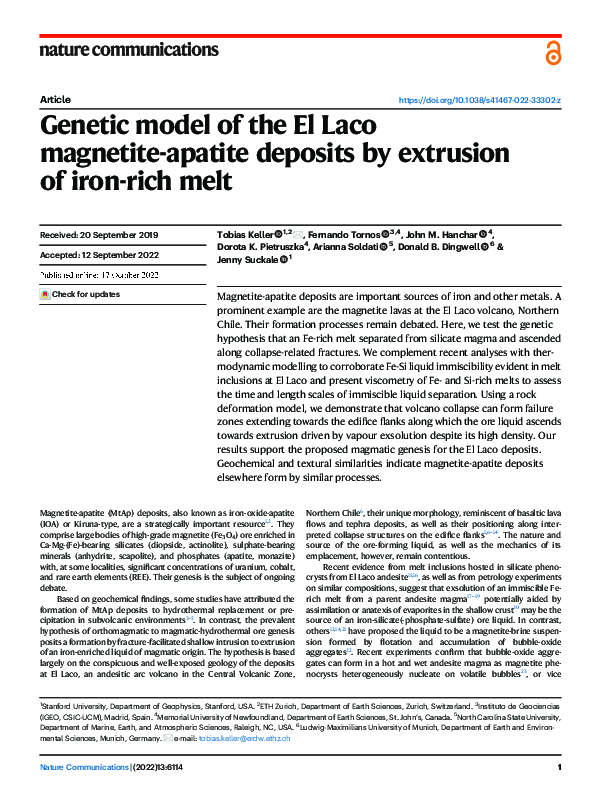 (PDF) Genetic model of the El Laco magnetite-apatite deposits by ...
