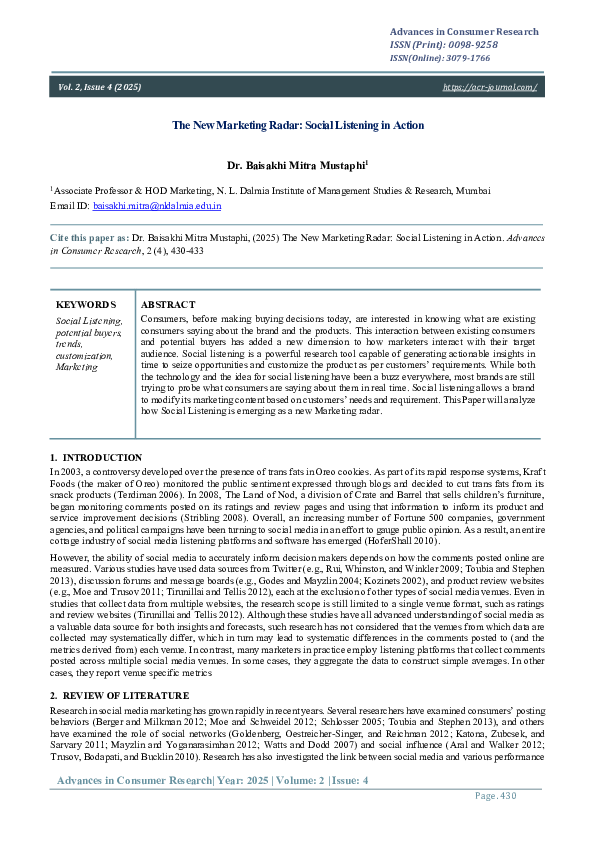 (PDF) The New Marketing Radar: Social Listening in Action