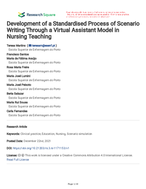 (PDF) Development of a Standardised Process of Scenario Writing Through ...