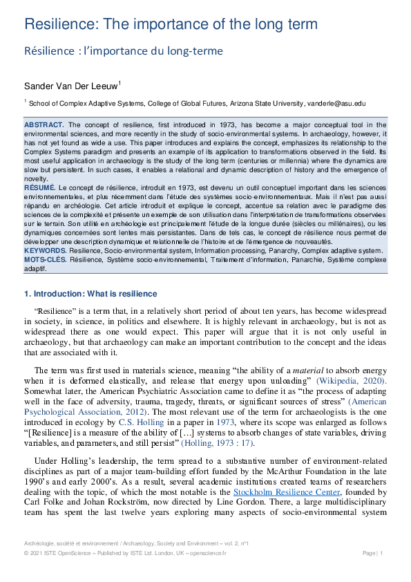 (PDF) Resilience: The importance of the long term