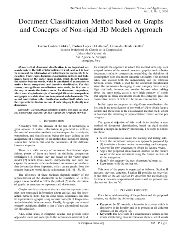 (PDF) Document Classification Method based on Graphs and Concepts of Non-rigid 3D Models Approach