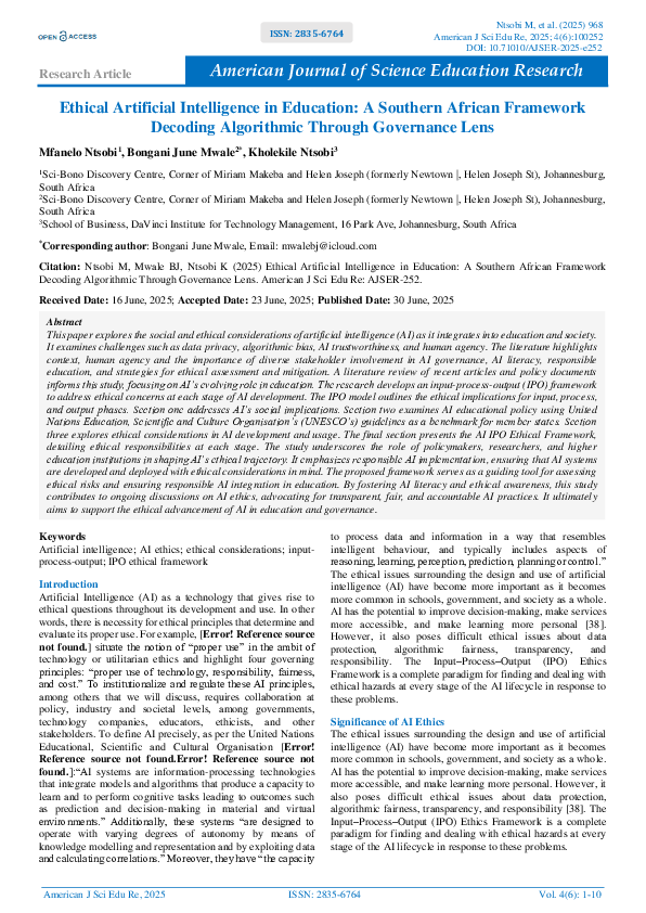 (PDF) Ethical Artificial Intelligence in Education: A Southern African ...