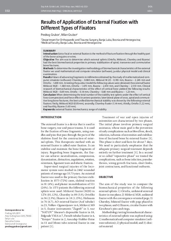 (PDF) Results of application of external fixation with different types ...