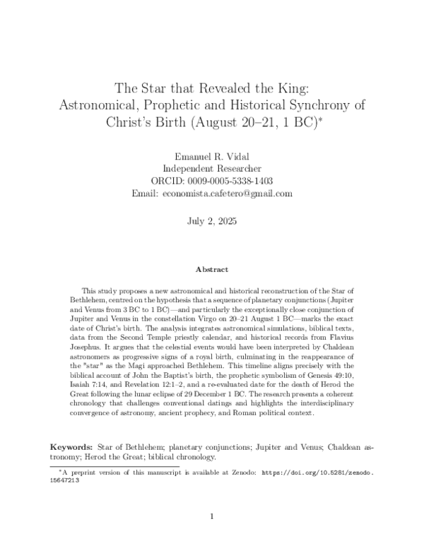 (PDF) The Star that Revealed the King: Astronomical, Prophetic and ...