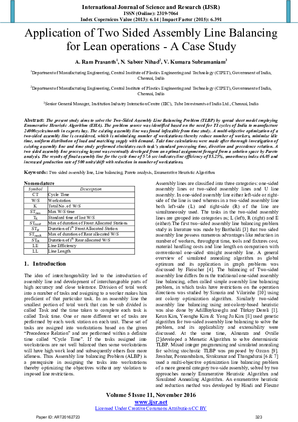 (PDF) Application of Two Sided Assembly Line Balancing for Lean ...