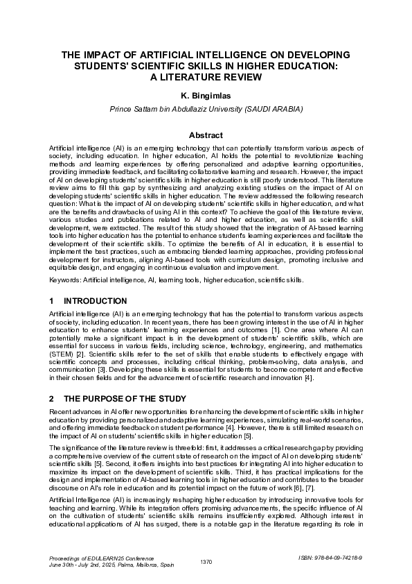 (PDF) THE IMPACT OF ARTIFICIAL INTELLIGENCE ON DEVELOPING STUDENTS ...
