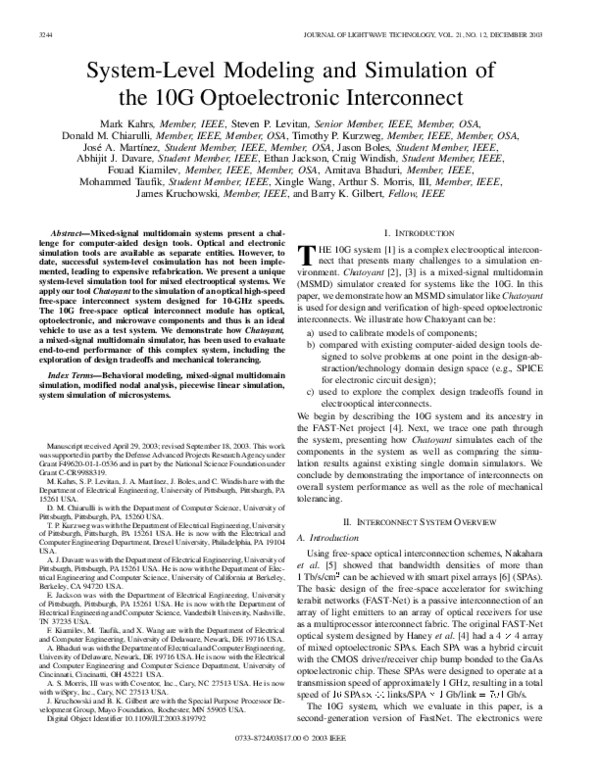 (PDF) System-level modeling and simulation of the 10G optoelectronic ...
