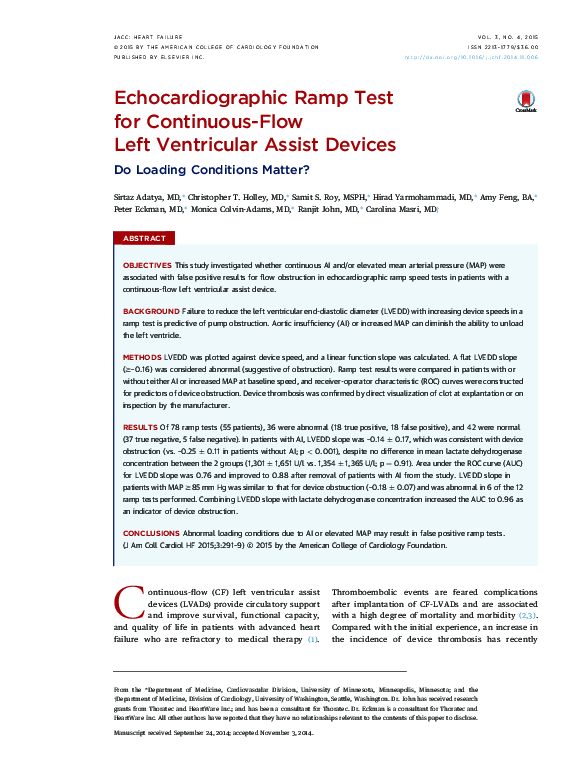 (PDF) Echocardiographic Ramp Test for Continuous-Flow Left Ventricular ...