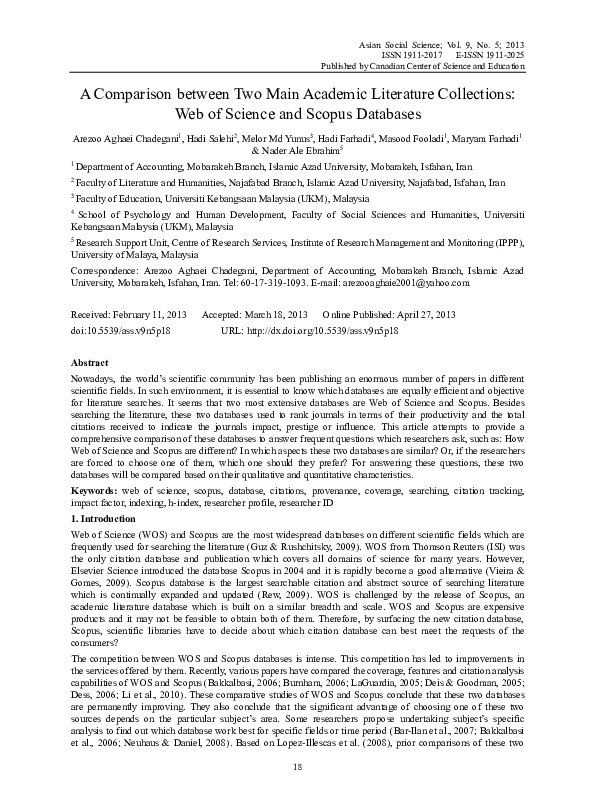 (PDF) A Comparison between Two Main Academic Literature Collections ...