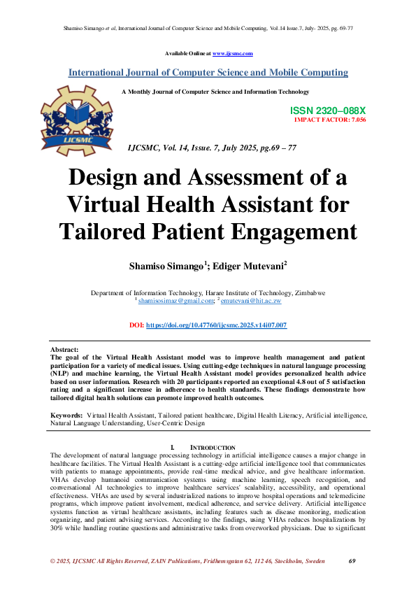 (PDF) Design and Assessment of a Virtual Health Assistant for Tailored ...