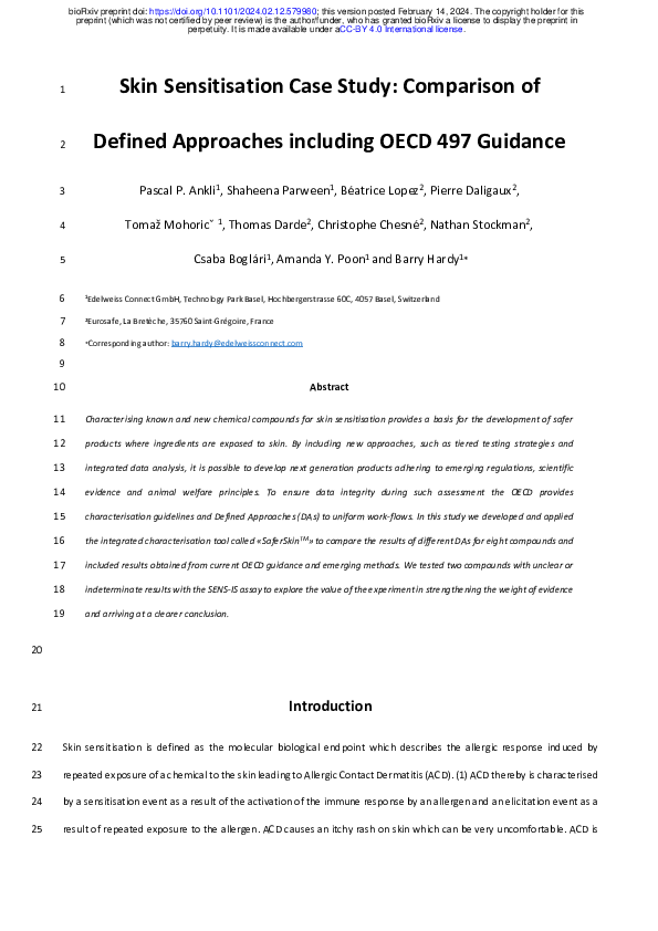 (PDF) Skin Sensitisation Case Study: Comparison of Defined Approaches ...