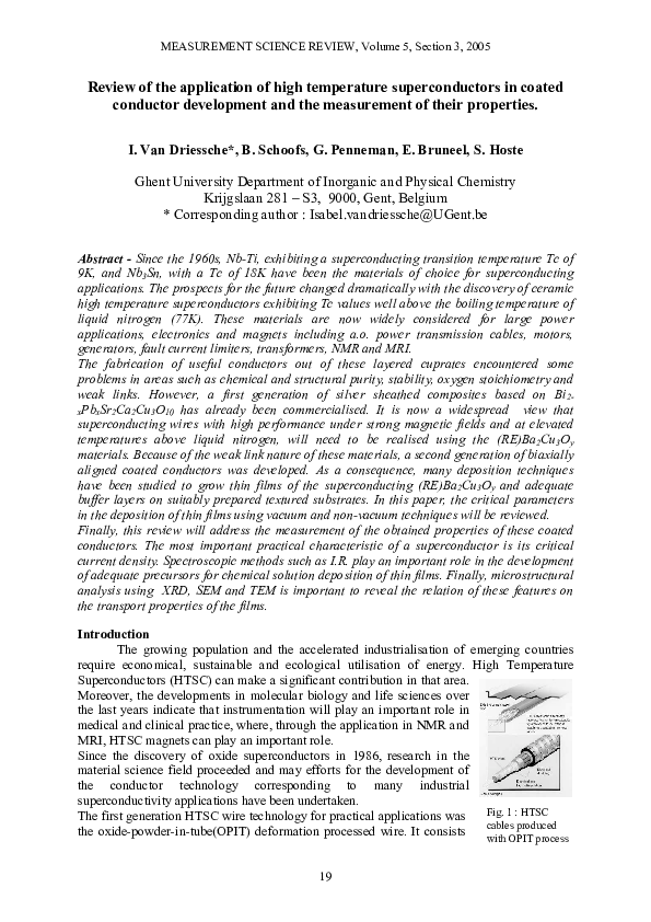 (PDF) Review of the application of high temperature superconductors in coated conductor ...