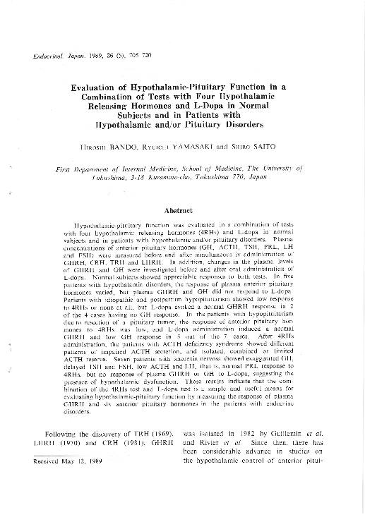 (PDF) Four Releasing Hormone Test and L-Dopa Test