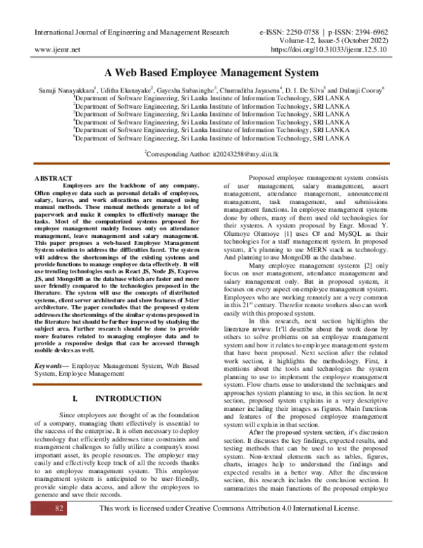 (PDF) A Web Based Employee Management System