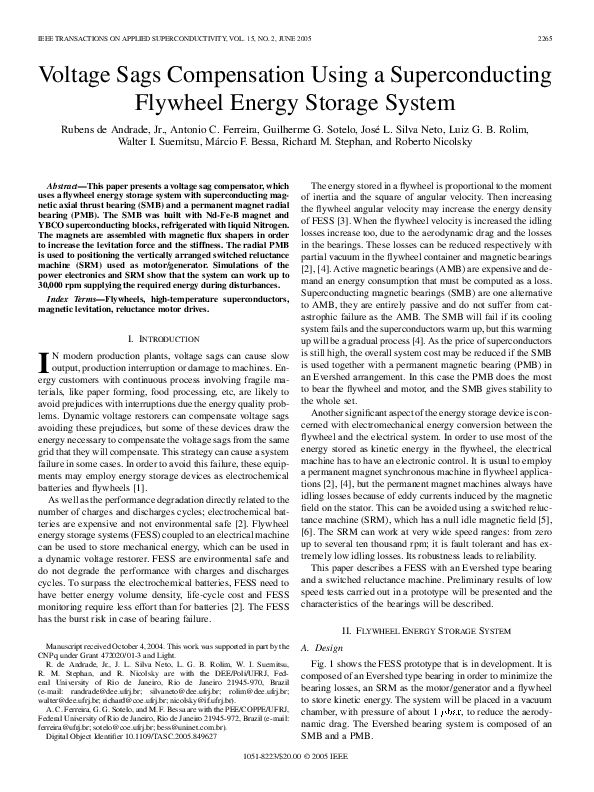 (PDF) Voltage Sags Compensation Using a Superconducting Flywheel Energy ...