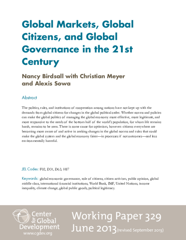 (PDF) Global Markets, Global Citizens, and Global Governance in the ...