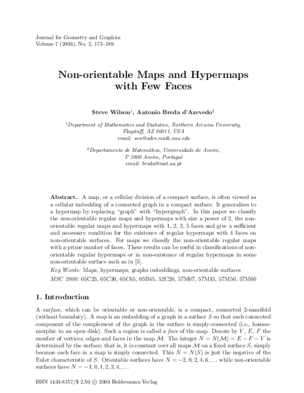 (PDF) Non-orientable maps and hypermaps with few faces
