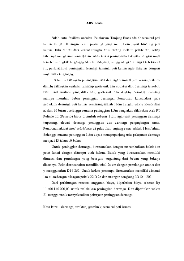 (PDF) Evaluasi Geoteknik Dan Struktur Pada Dermaga Eksisting Terminal ...