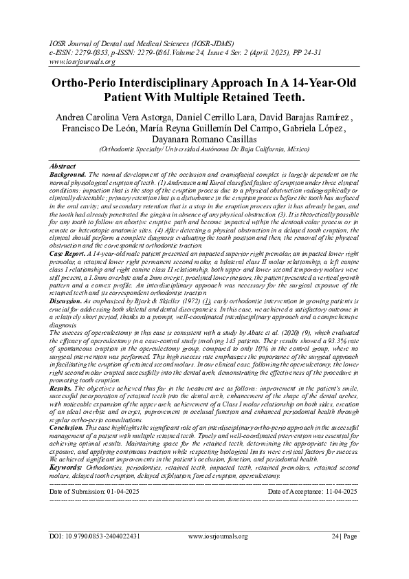 (PDF) Ortho-Perio Interdisciplinary Approach In A 14-Year-Old Patient ...