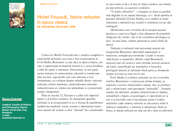 (PDF) Michel Foucault, Istoria nebuniei in epoca clasica/The History of ...