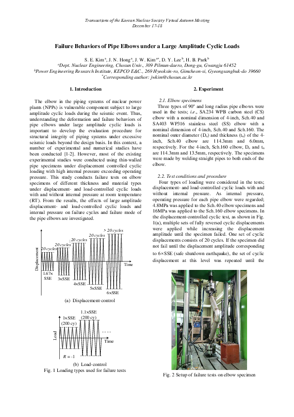 (PDF) Failure Behaviors of Pipe Elbows under a Large Amplitude Cyclic Loads