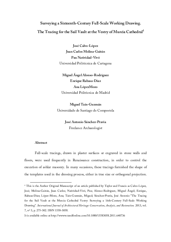 (PDF) The Tracing for the Sail Vault at the Murcia Cathedral Vestry ...