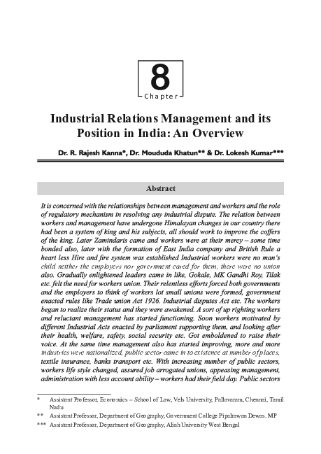 (PDF) Industrial Relations Management and its Position in India: An ...
