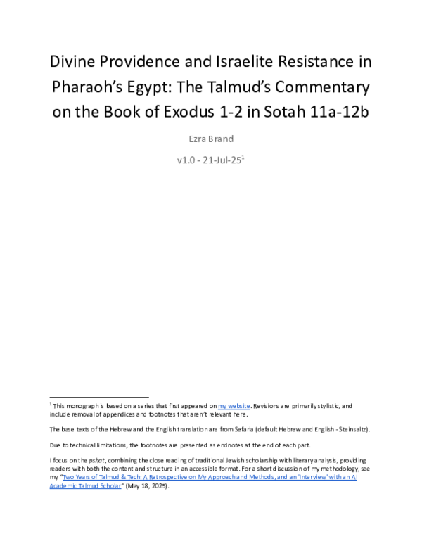 (PDF) Divine Providence and Israelite Resistance in Pharaoh’s Egypt ...