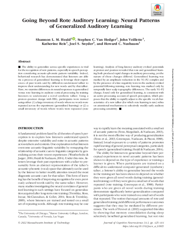(PDF) Going beyond rote auditory learning: Neural patterns of ...