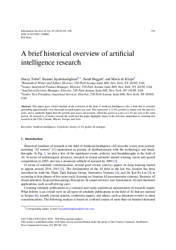 (PDF) A brief historical overview of artificial intelligence research