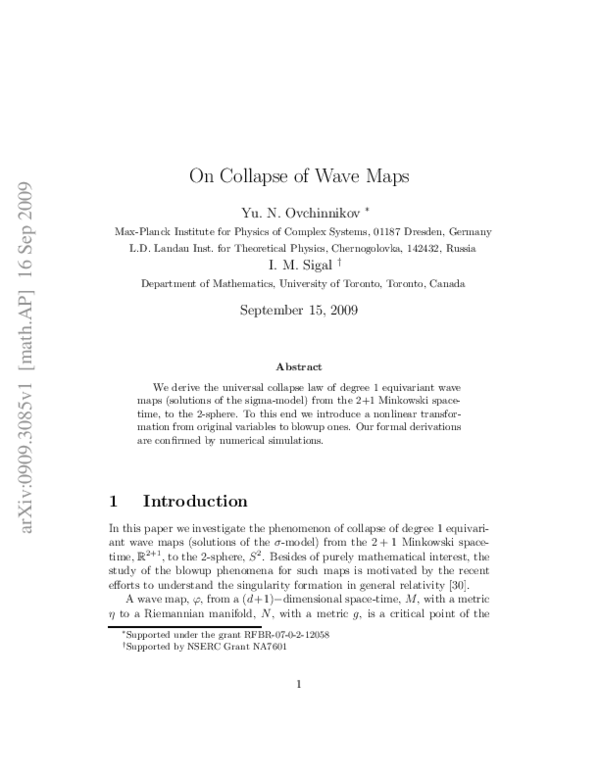 (PDF) On collapse of wave maps