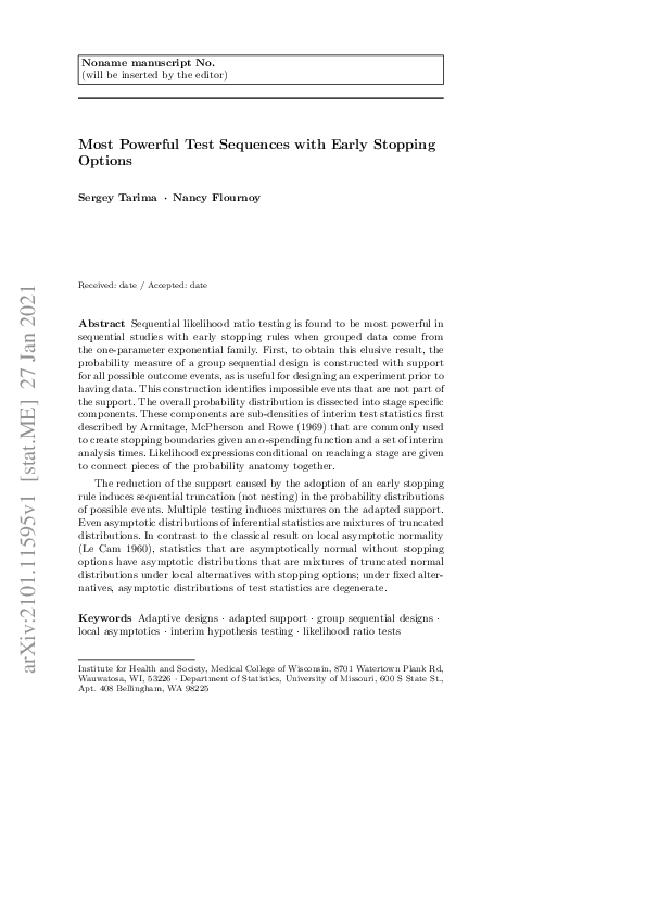 (PDF) Most powerful test sequences with early stopping options