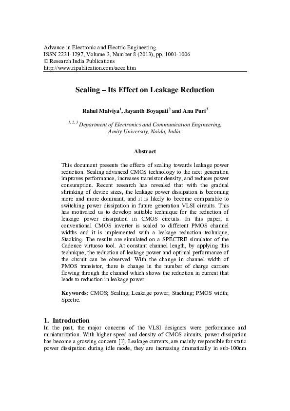 (PDF) Scaling - its effect on leakage reduction