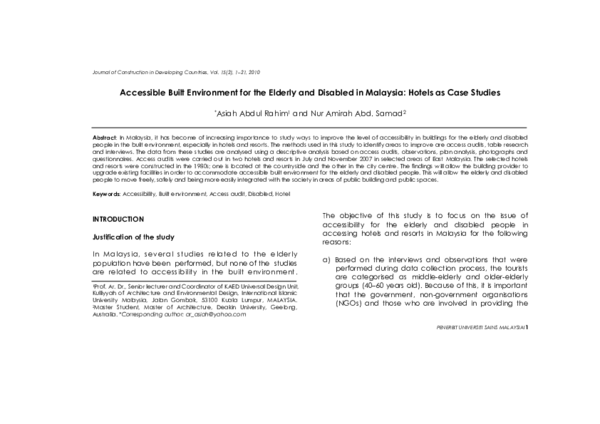 (PDF) Accessible Built Environment for the Elderly and Disabled in ...