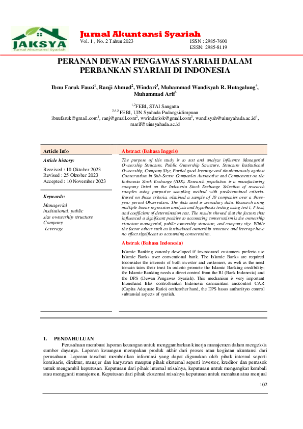 (PDF) PERANAN DEWAN PENGAWAS SYARIAH DALAM PERBANKAN SYARIAH DI INDONESIA