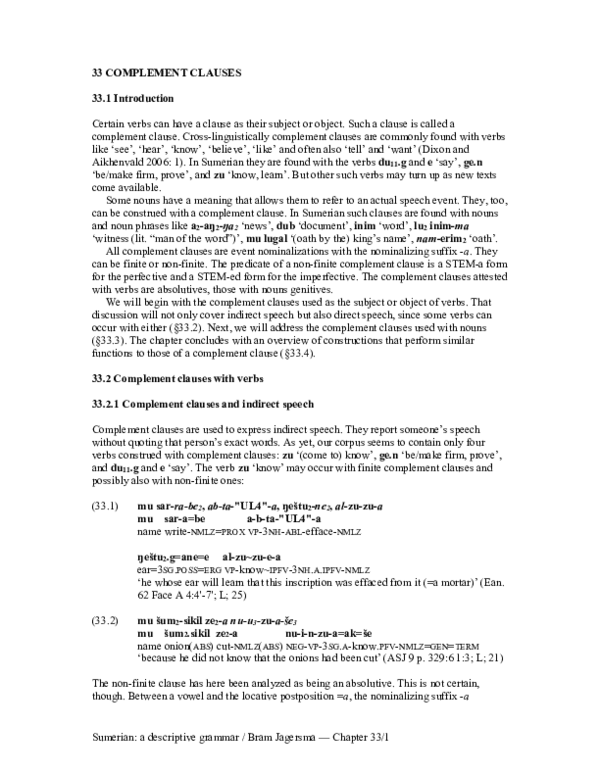 (PDF) DGS2 chapter 33 - Complement clauses (Version: July 2025)