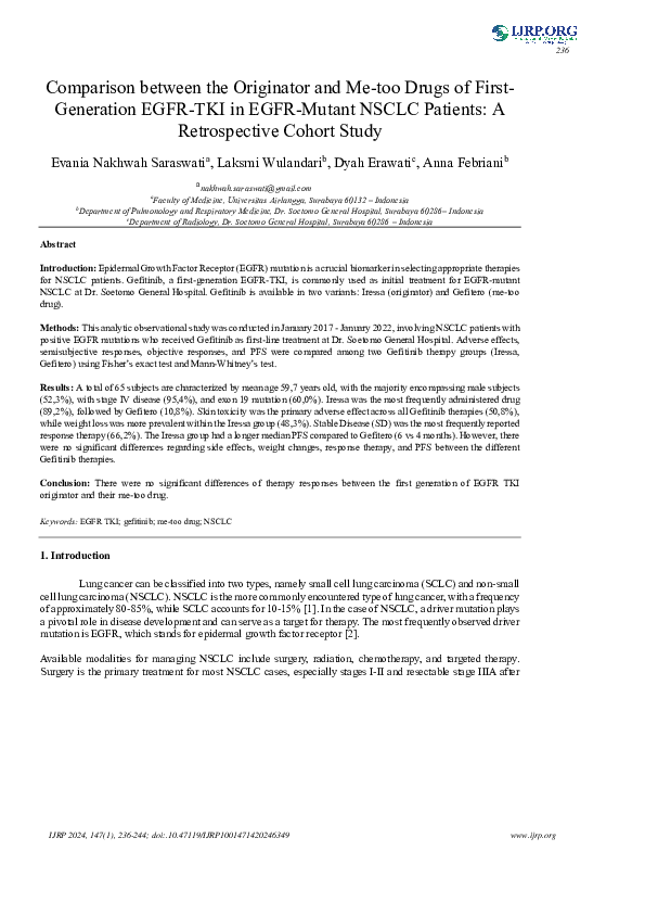 (PDF) Comparison between the Originator and Me-too Drugs of First ...