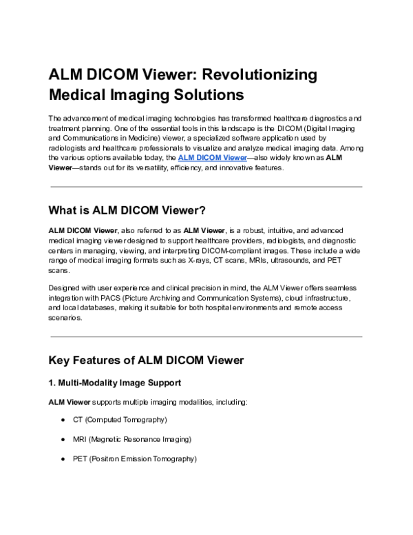 (PDF) ALM DICOM Viewer: Revolutionizing Medical Imaging Solutions