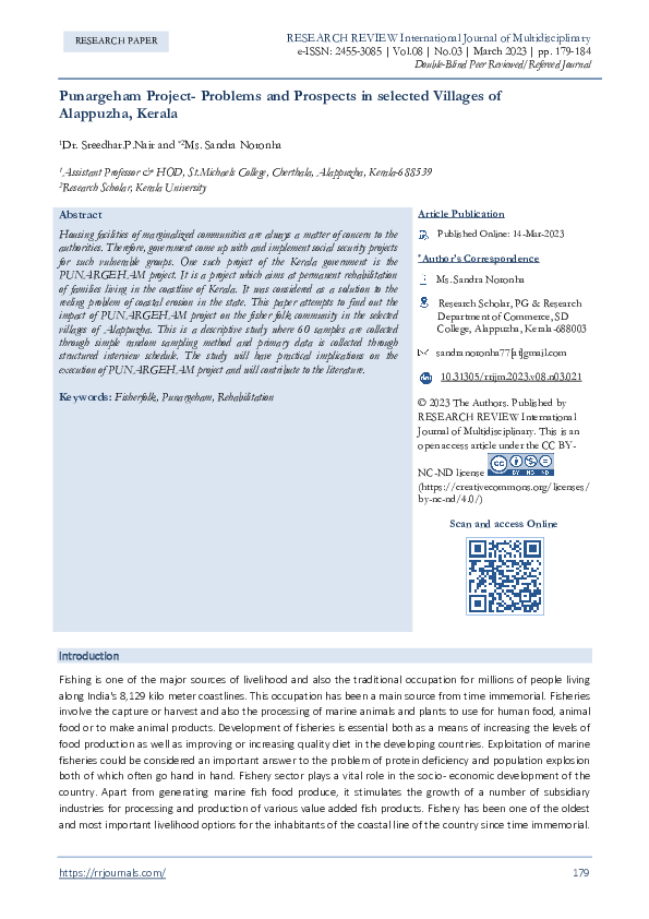 (PDF) Punargeham Project-Problems and Prospects in selected Villages of ...