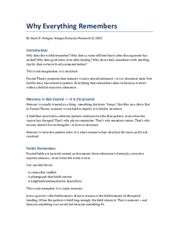 (PDF) Why Everything Remembers