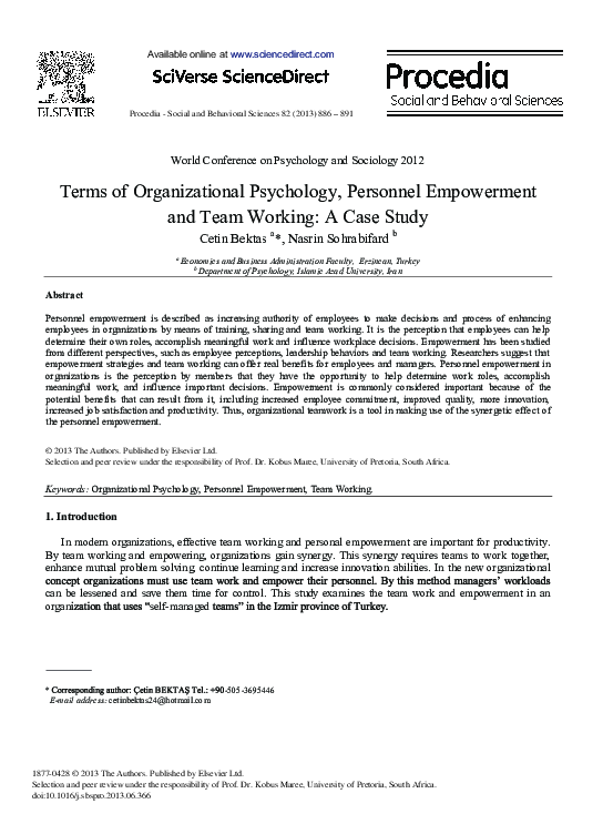 (PDF) Terms of Organizational Psychology, Personnel Empowerment and ...