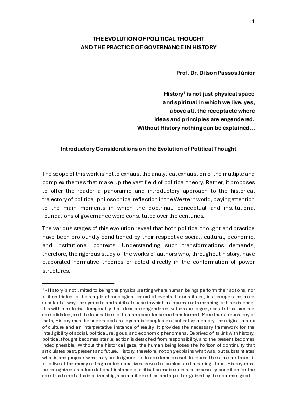 (PDF) THE EVOLUTION OF POLITICAL THOUGHT AND THE PRACTICE OF GOVERNANCE ...