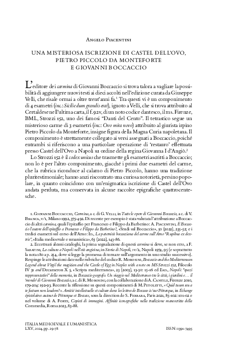(PDF) Una misteriosa iscrizione di Castel dell’Ovo, Pietro Piccolo da ...