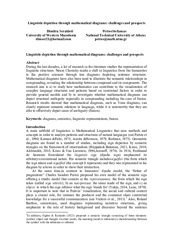 (PDF) Linguistic depiction through mathematical diagrams: challenges ...