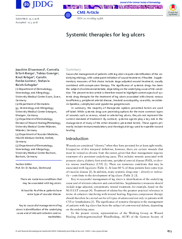 (PDF) Systemic therapies for leg ulcers