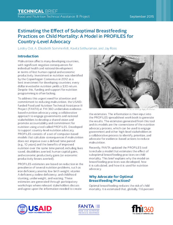 (PDF) Estimating the Effect of Suboptimal Breastfeeding Practices on ...