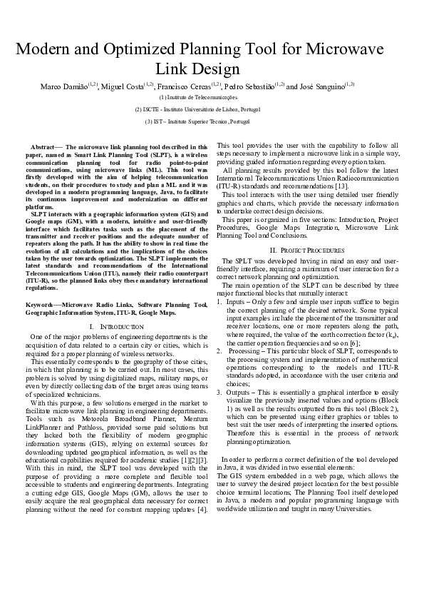 (PDF) Modern and optimized planning tool for microwave link design